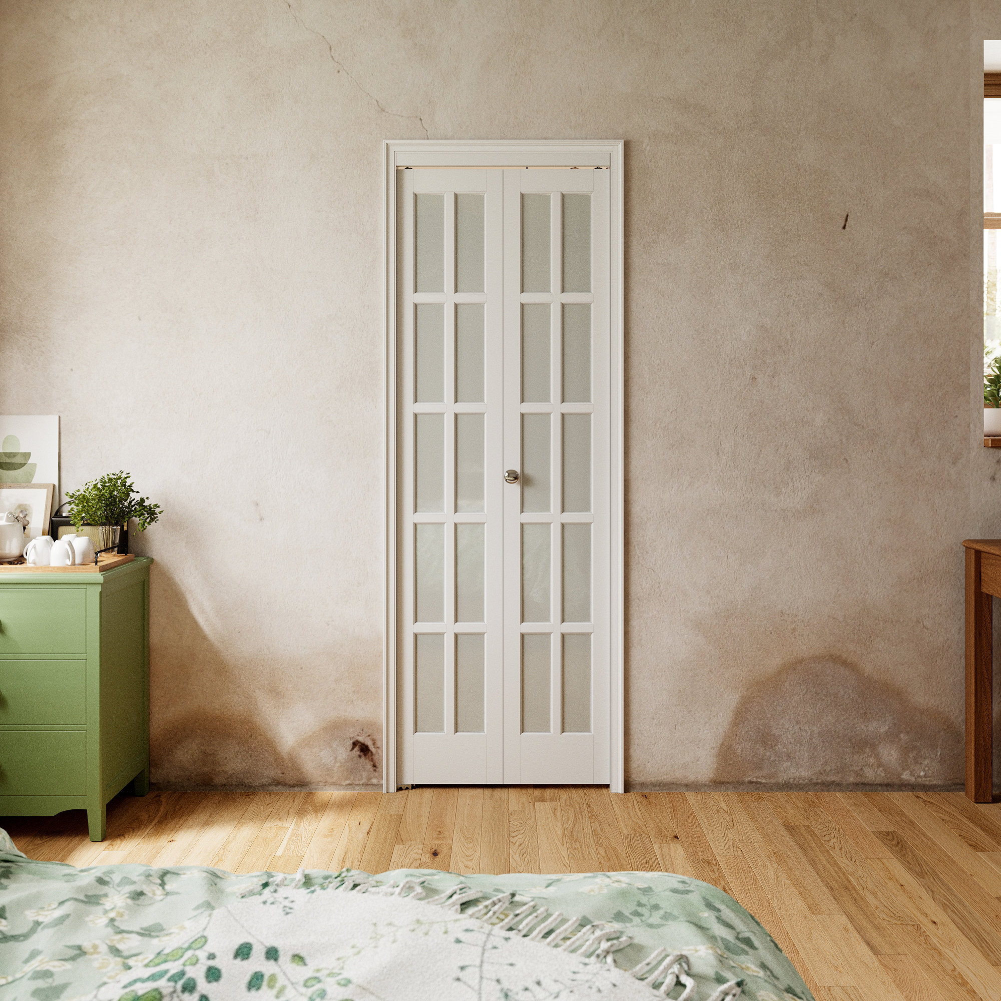 Home Worthy Frosted Glass Finished Surface French Style Bi-Fold Door ...