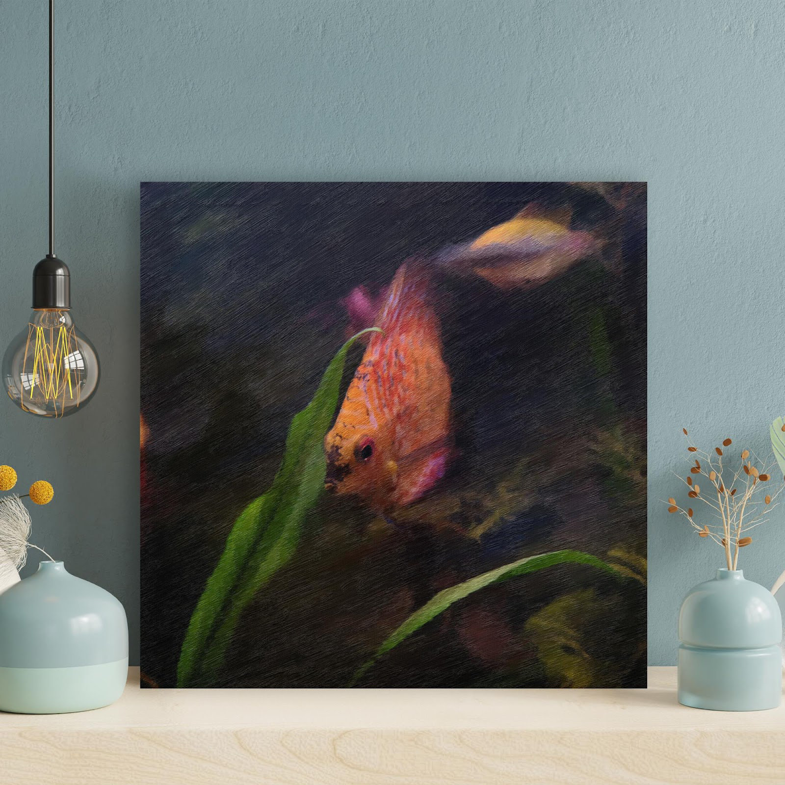 Bayou Breeze Orange Fish In Fish Tank - Wrapped Canvas Painting ...