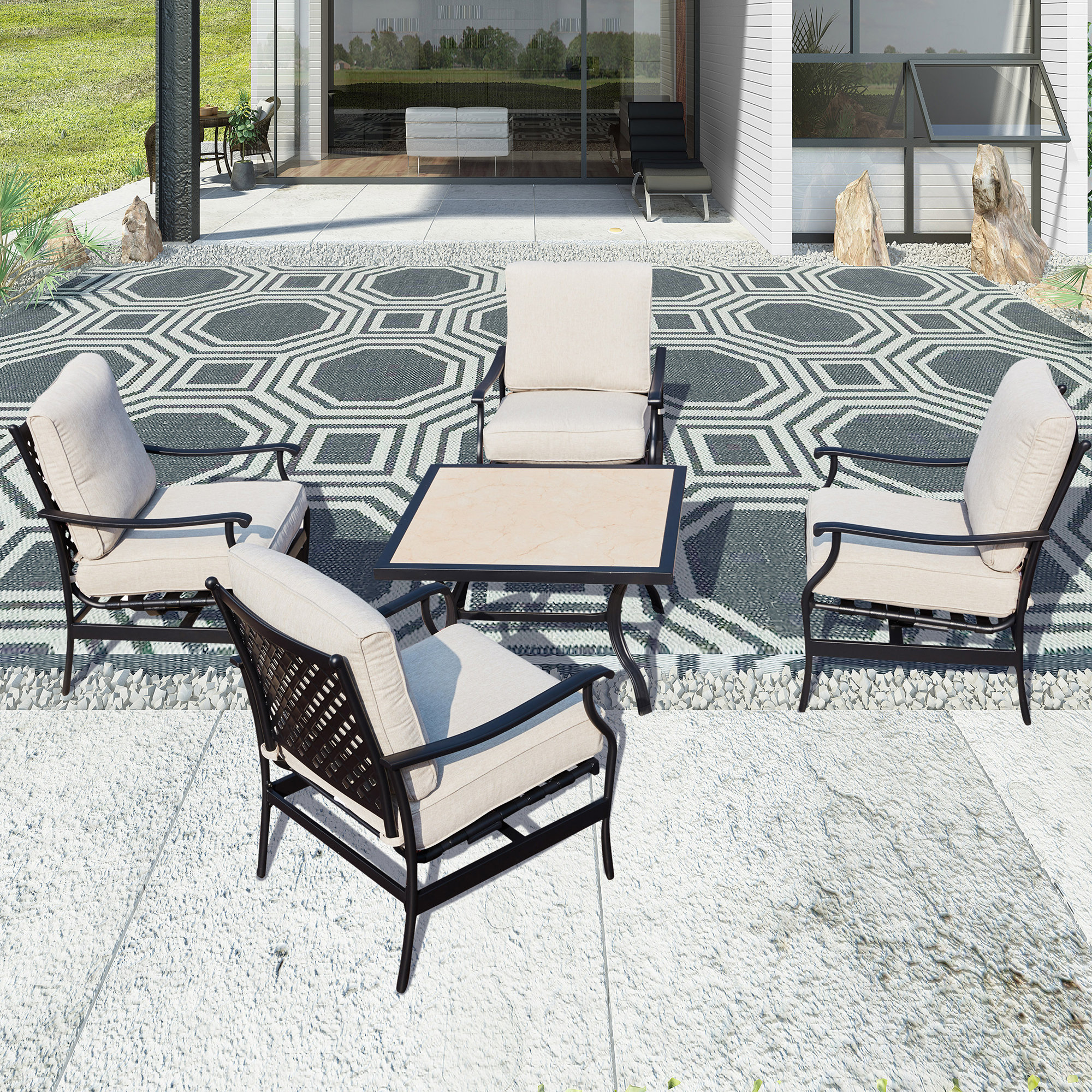 Red Barrel Studio® 5 Piece Multiple Chairs Seating Group with Cushions ...