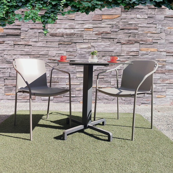 Orren Ellis Set Of 2 Aluminum Stackable Patio Chairs - Anthracite -Rod ...