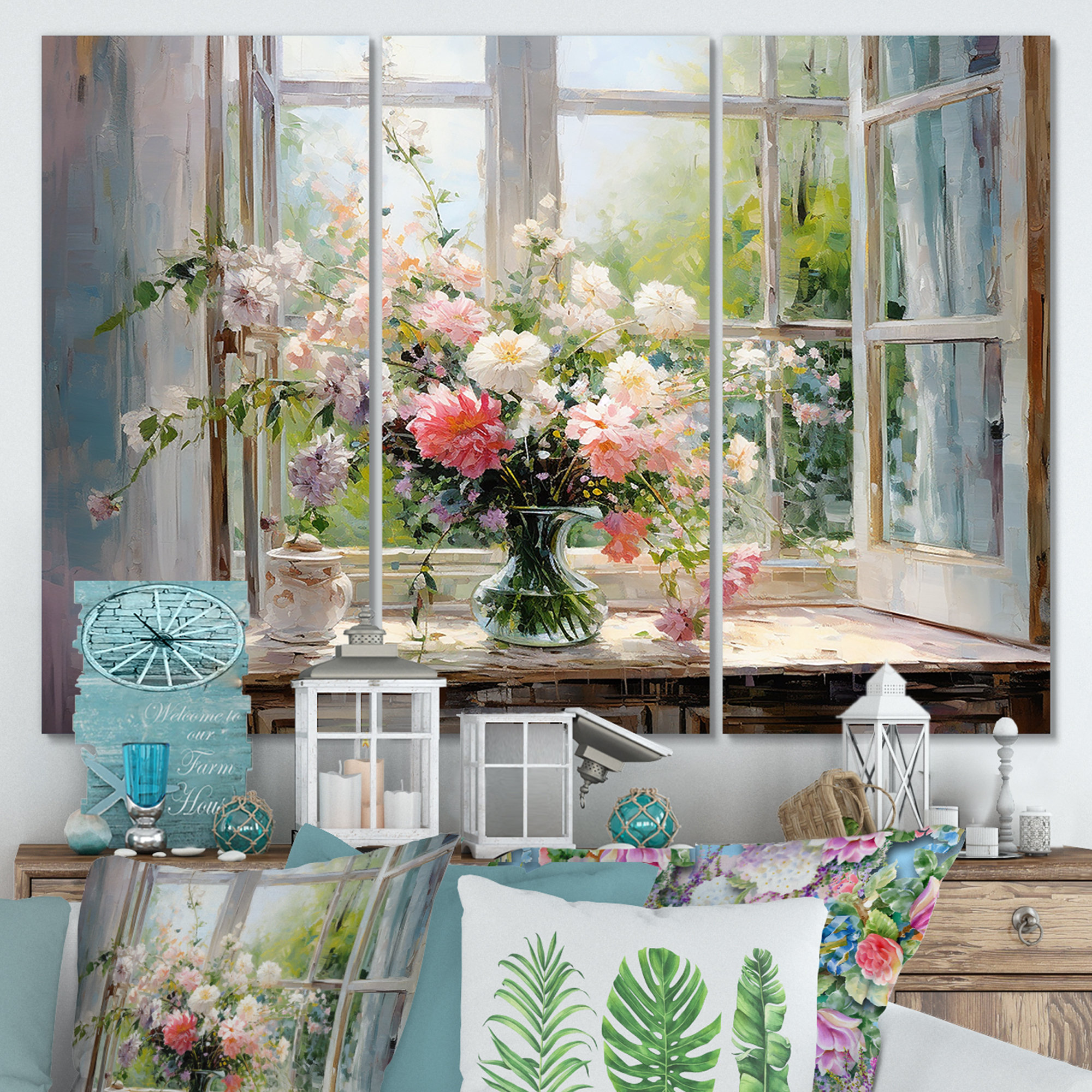 Red Barrel Studio® Delicate Vintage Flower French Windows View III ...