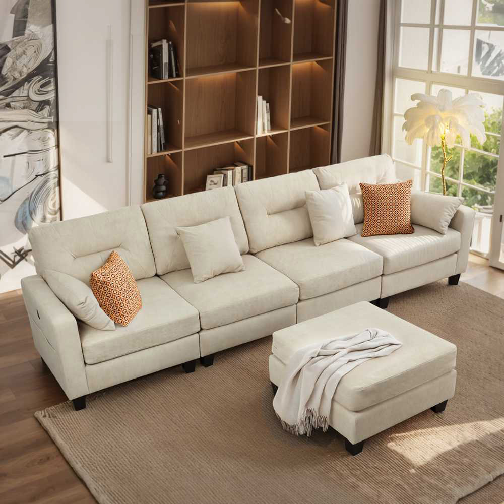 Latitude Run® Oversized 125inch Modular Sectional Couches with USB ...