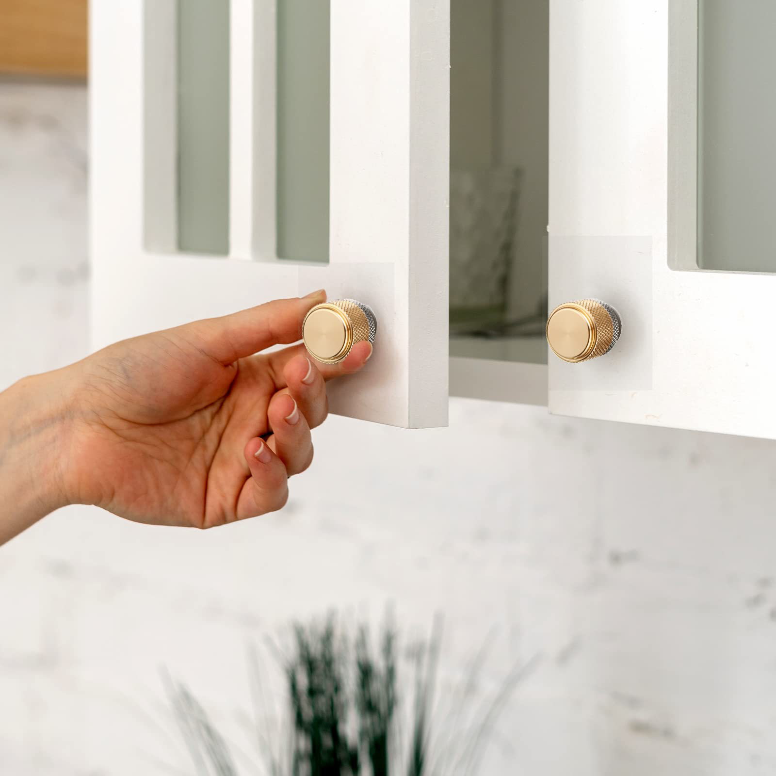 COAHAHA Gold Grey Cabinet Knobs - 8-Pack Modern Aluminum Pulls With ...