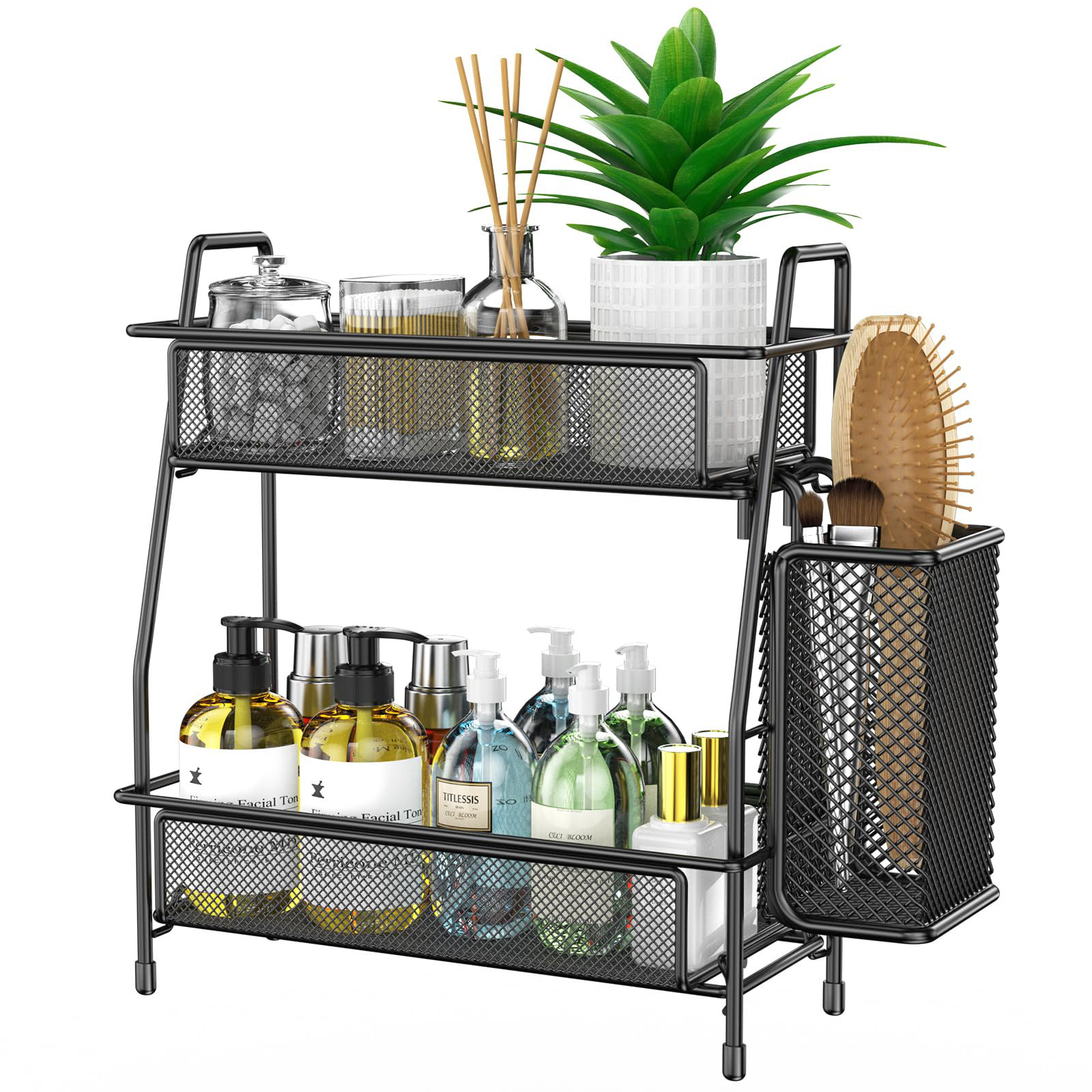 17 Stories 2 Tier Bathroom Countertop Organizer With Brush Holder ...