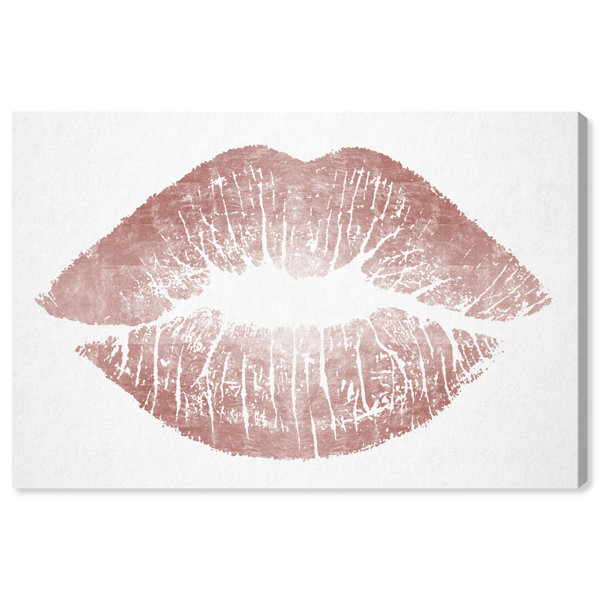 Oliver Gal Rose Gold Solid Kiss by Oliver Gal - Wrapped Canvas Graphic ...