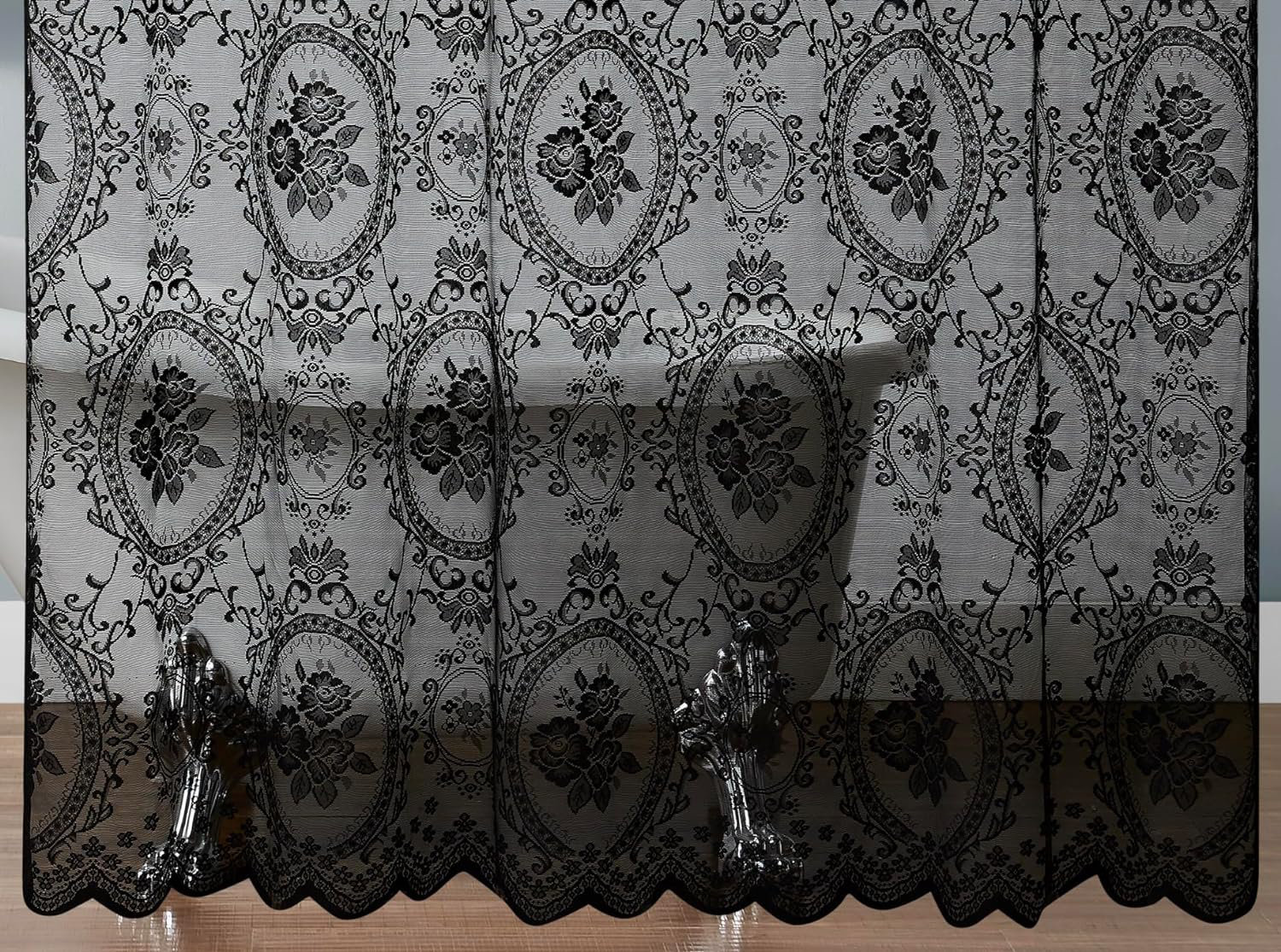 WARM HOME DESIGNS Sharon Gothic Lace Shower Curtain with Valance for ...