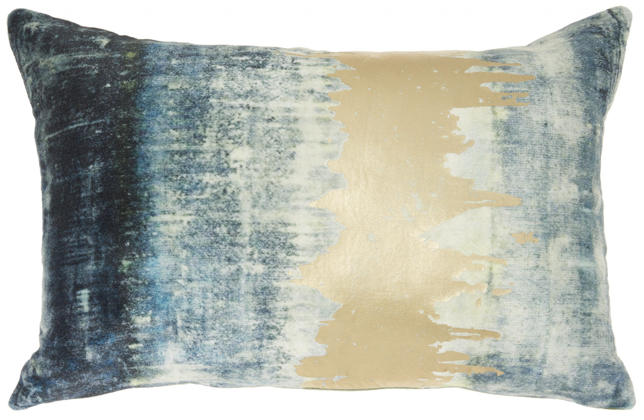 HomeRoots Glamorous Teal Lumbar Pillow With Metallic Gold Accents | Wayfair