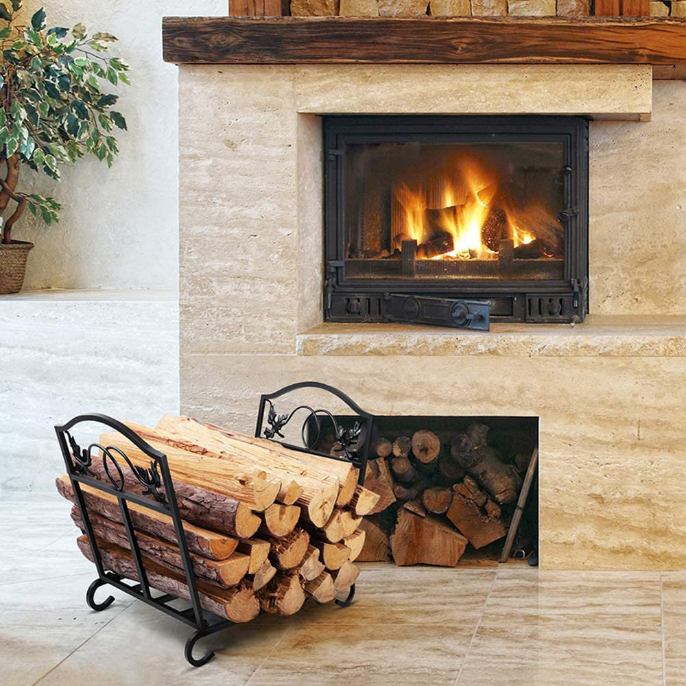 Winston Porter Abhijay Wrought Iron Firewood Stove Stacking Log Rack ...