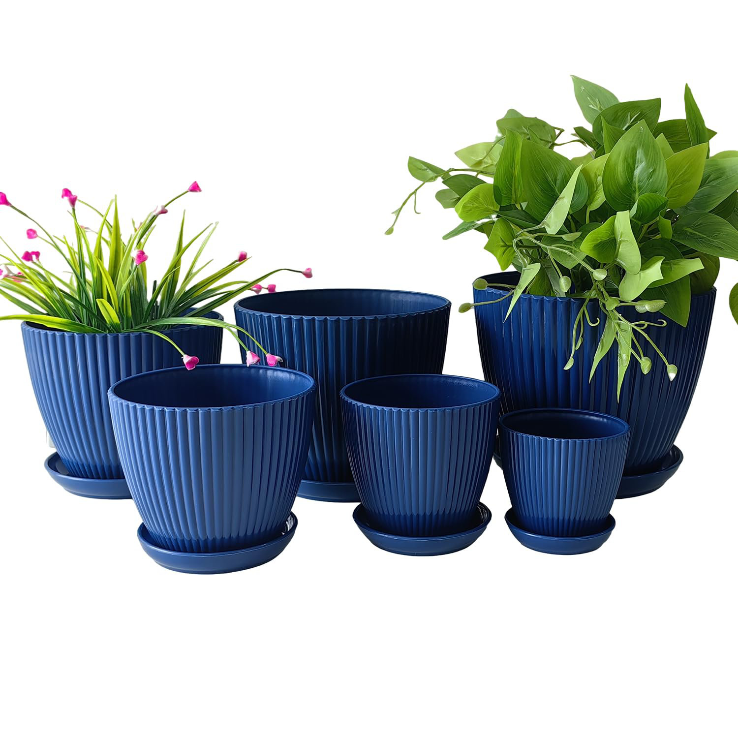 Ebern Designs Durable Plastic Planter Set - 6 Versatile Pots With ...