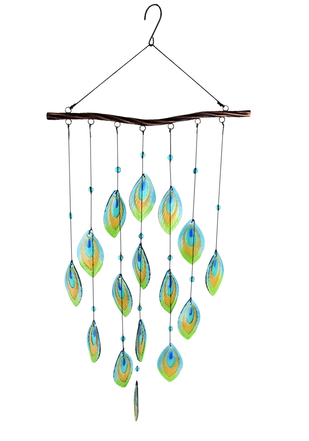 August Grove Fircrest Peacock Tail Wind Chime Glass Suncatcher ...