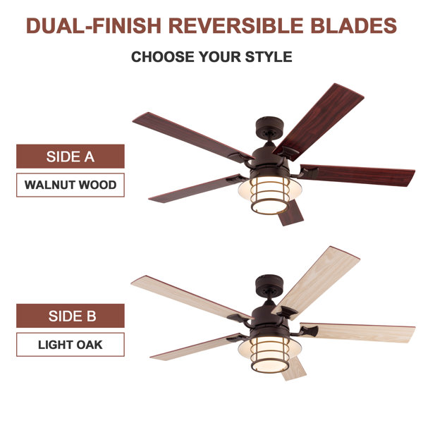 SIMPOL HOME 52'' 5 - Blade LED Dual Ceiling Fan with Wall Control and ...