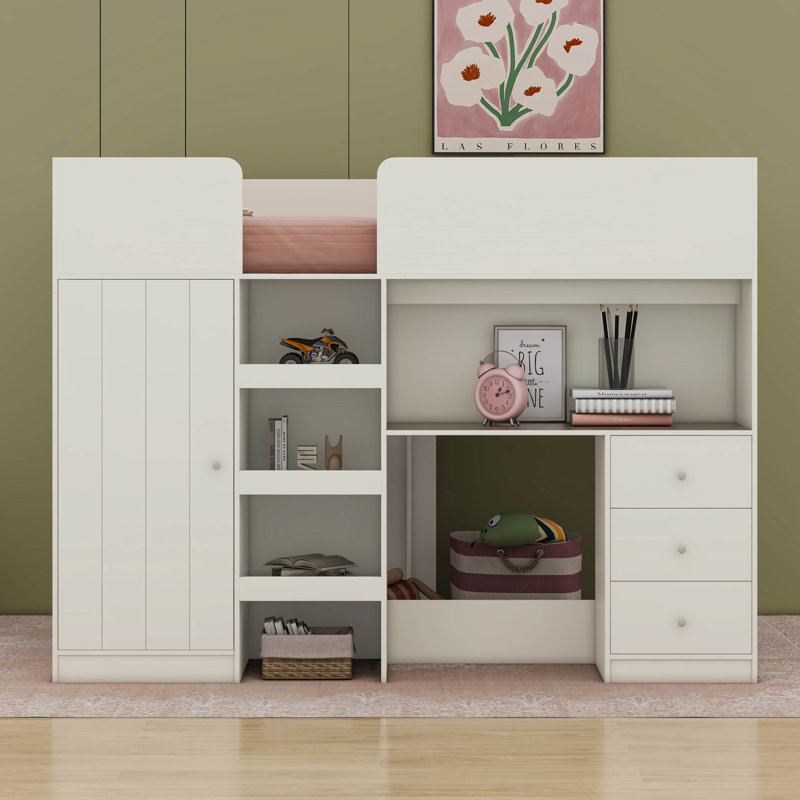 Isabelle & Max™ Areez Wood Full Size Loft Bed With Built-In Wardrobe ...