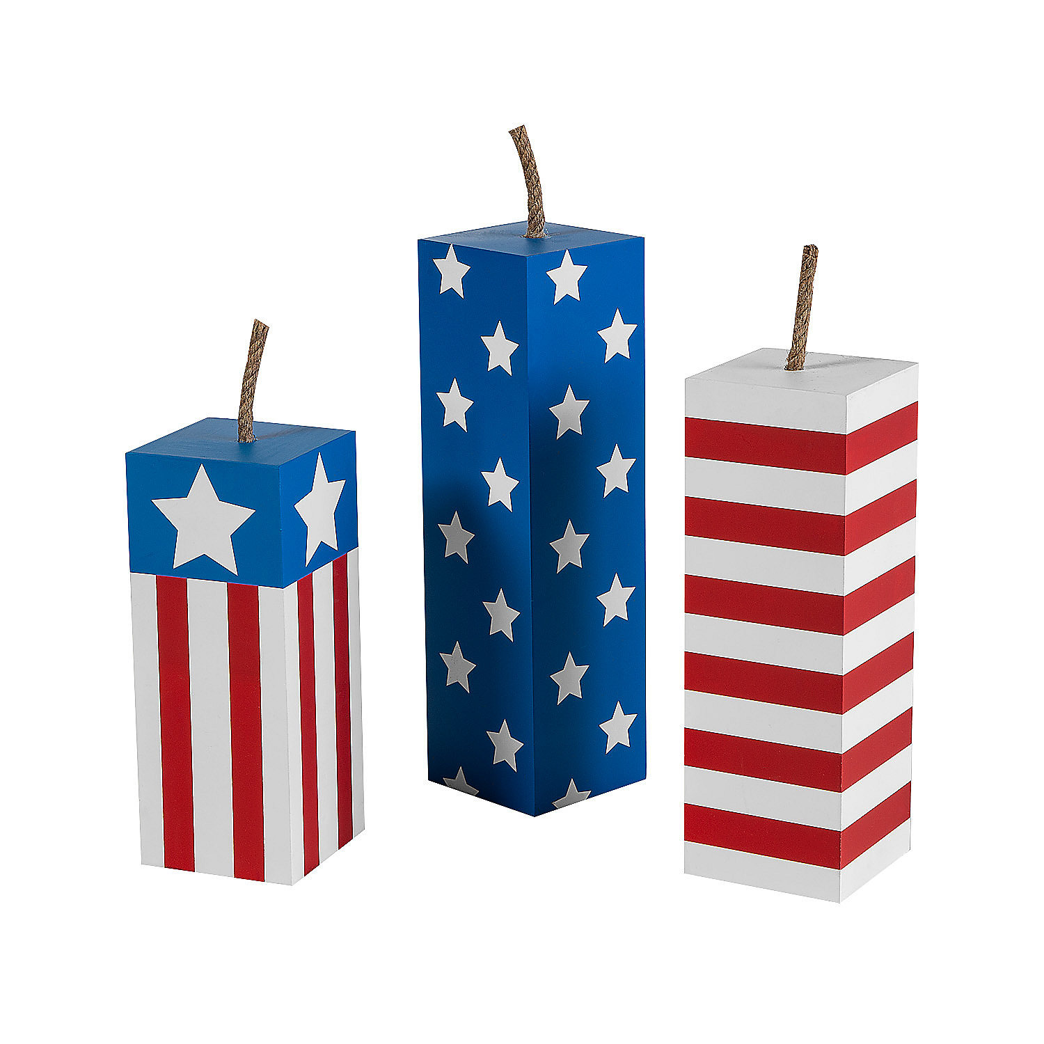 The Holiday Aisle® 3 Piece Patriotic Fireworks Wood Block Set Home ...