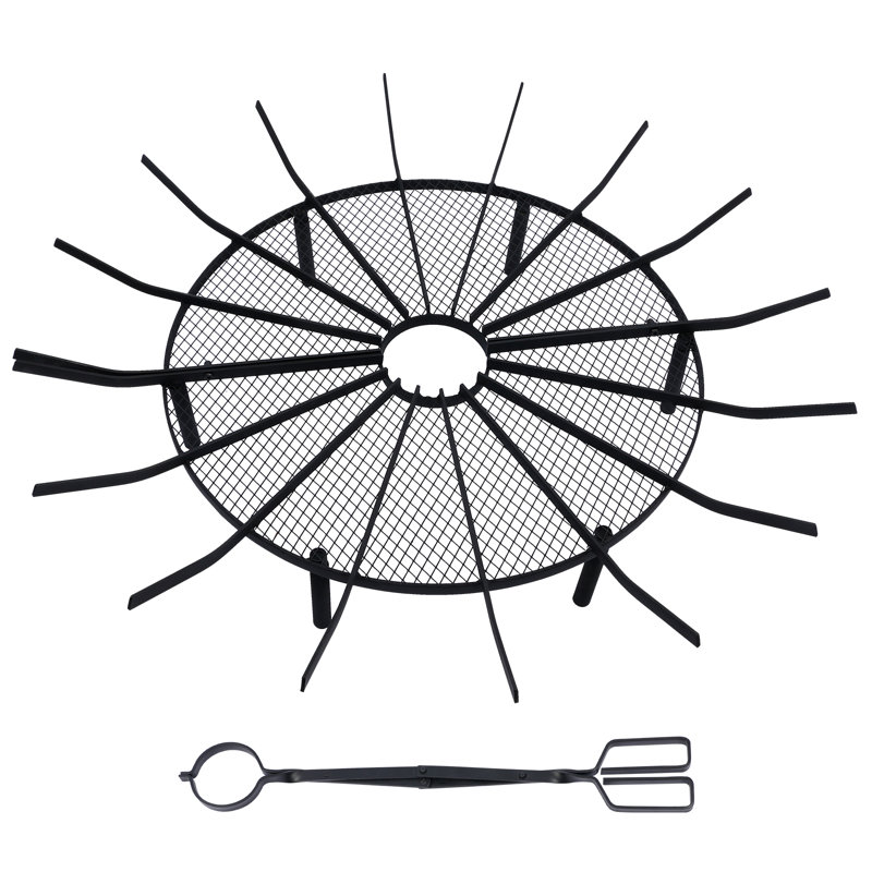 ShangQuan WuLiu Round Fire Pit Grate with Firewood Tongs, Burning Rack ...
