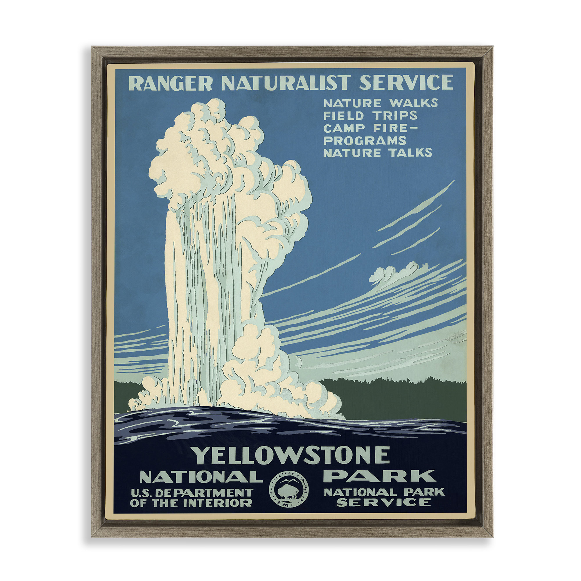 Lark Manor™ Vintage Yellowstone Poster Framed Floater Canvas Wall Art ...