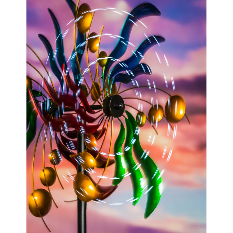 Arlmont & Co. Procter 84" Wind Powered Lighted Wind Spinner | Wayfair