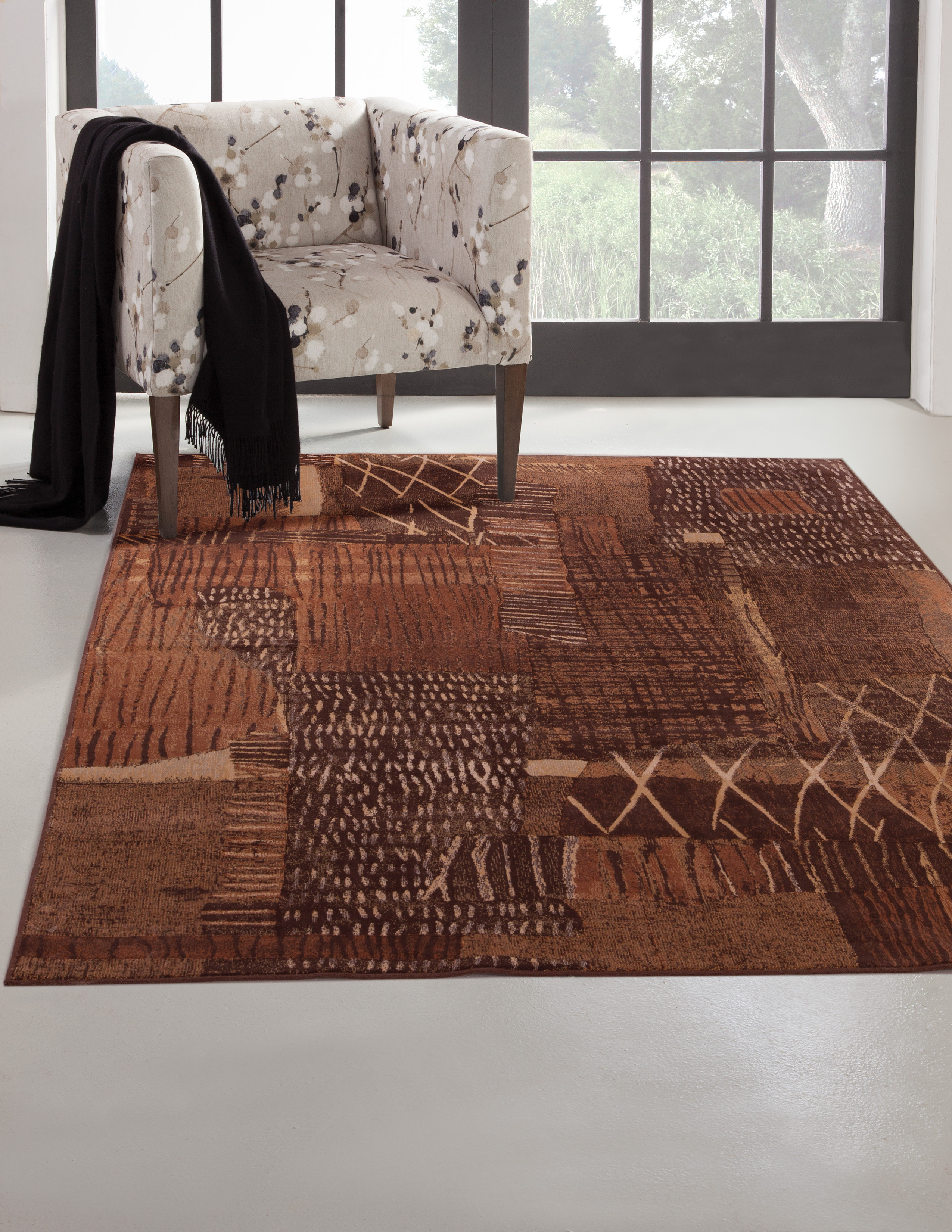 Foundry Select Bautram Abstract Rust/Brown Area Rug | Wayfair