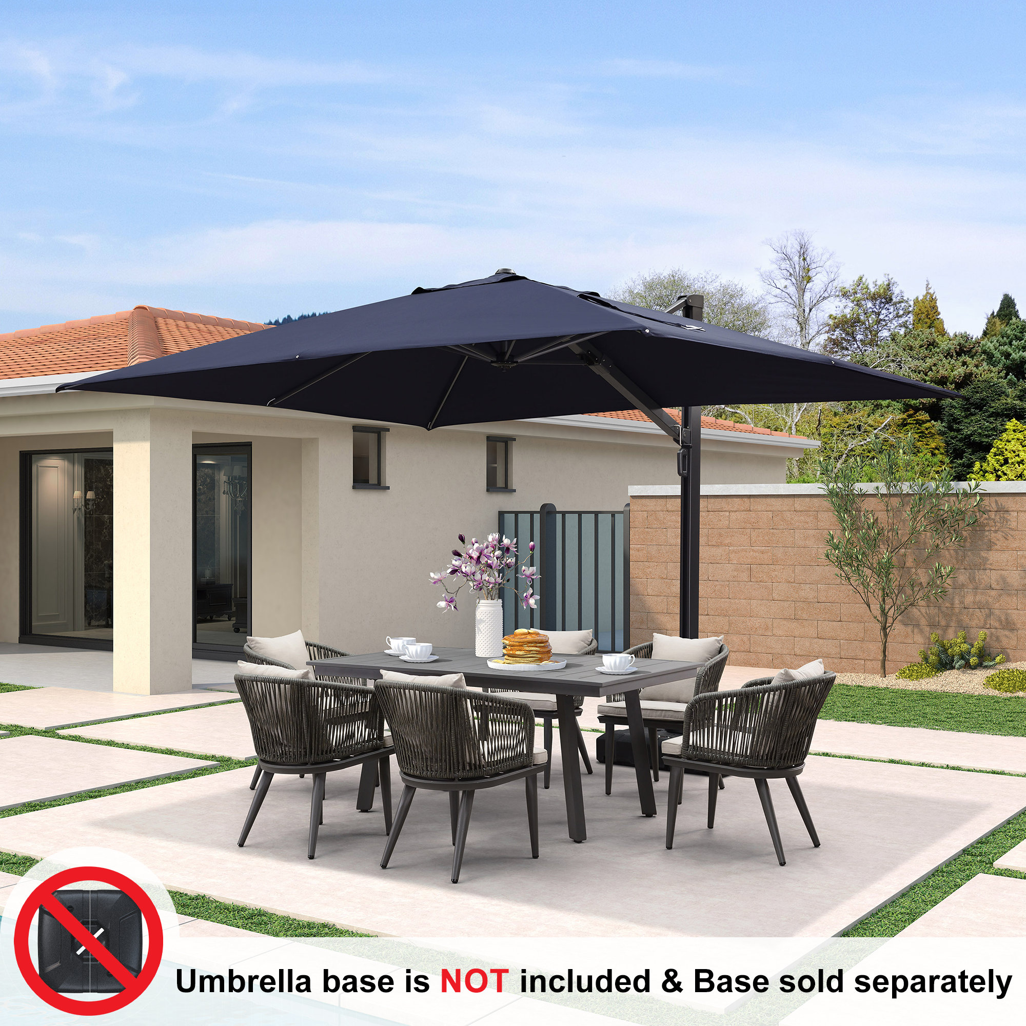 Arlmont & Co. Nethery 9' x 12' Rectangular Cantilever Umbrella，Without ...