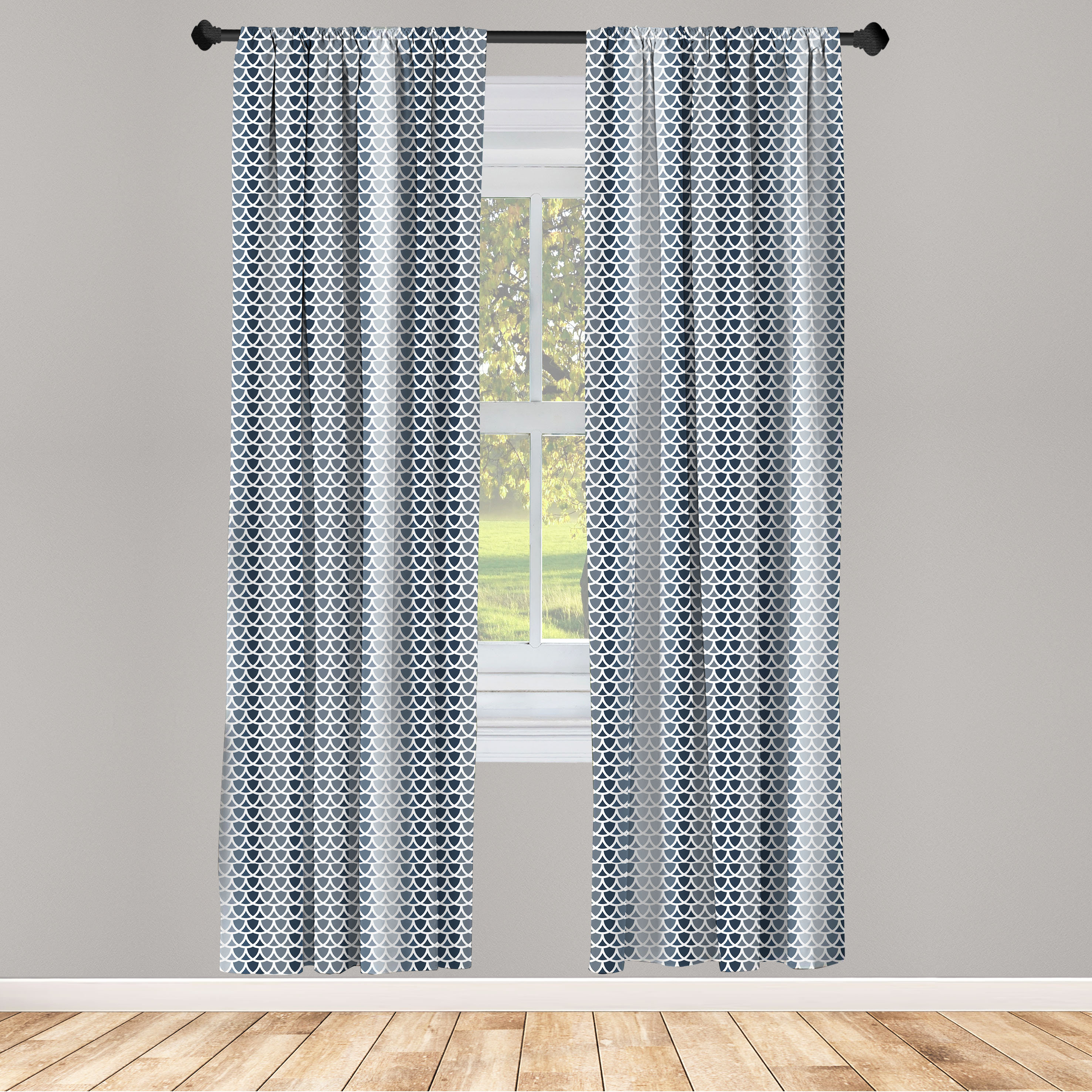 East Urban Home Geometric 4-Panel Curtains, Overlapping Abstract Art ...