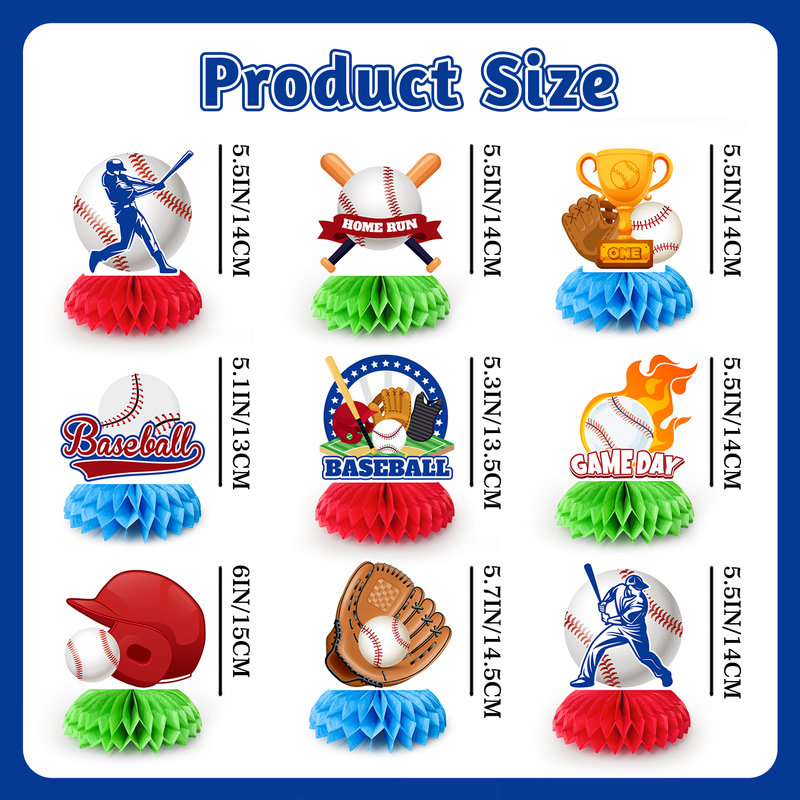 Ebern Designs Baseball Centerpieces for Tables, 9pcs Baseball Themed ...