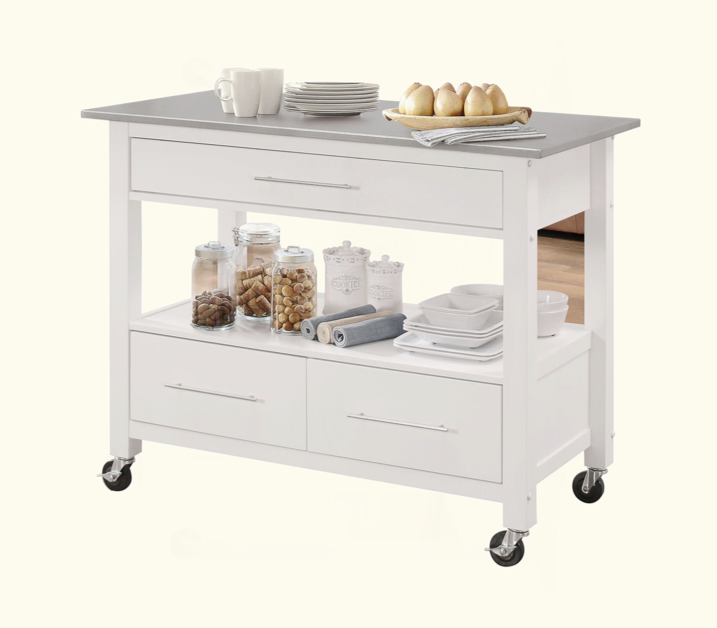 Latitude Run® White Finish Kitchen Cart | Wayfair