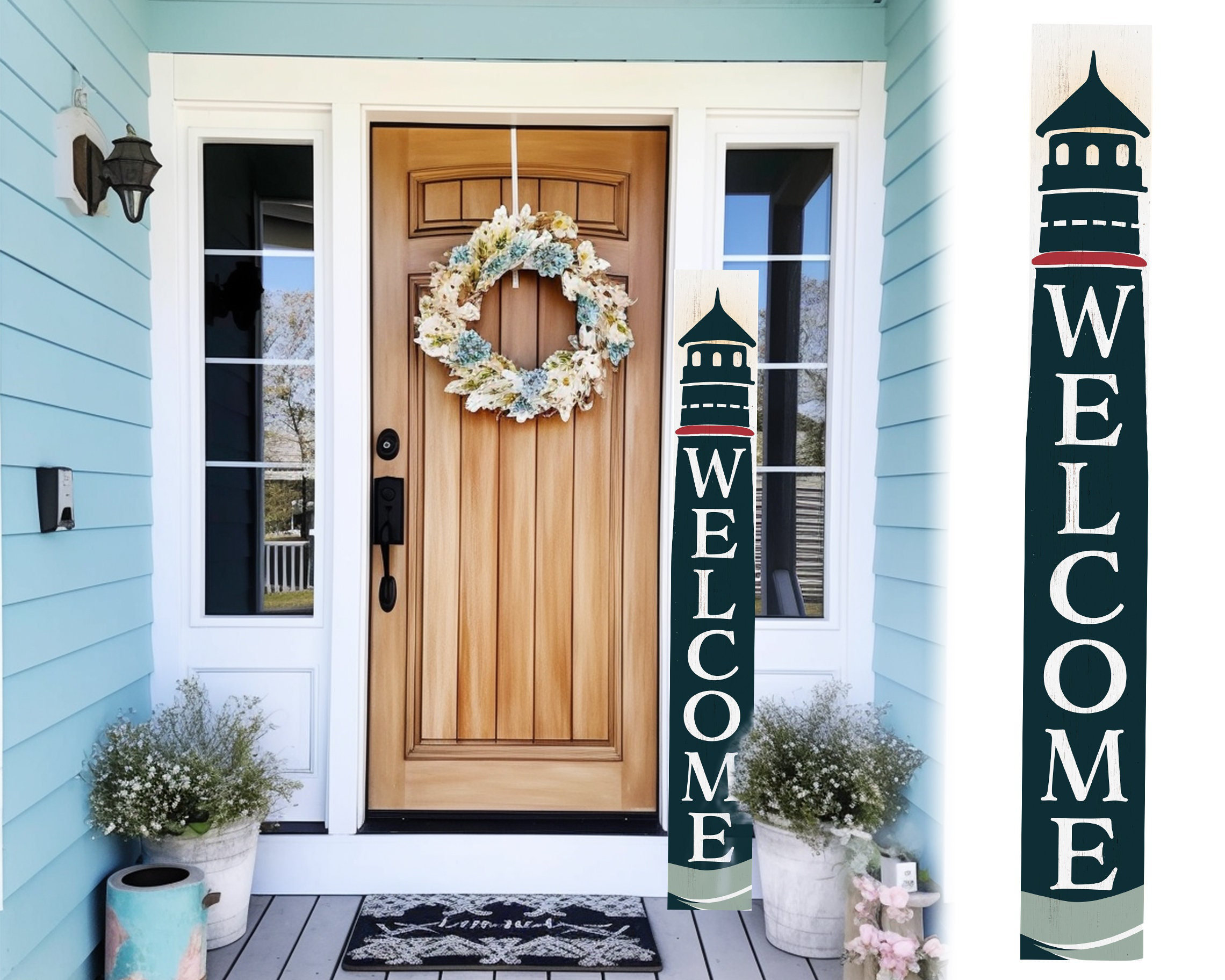 The Holiday Aisle® 6ft Tall Outdoor Welcome Sign for Front Door Porch ...