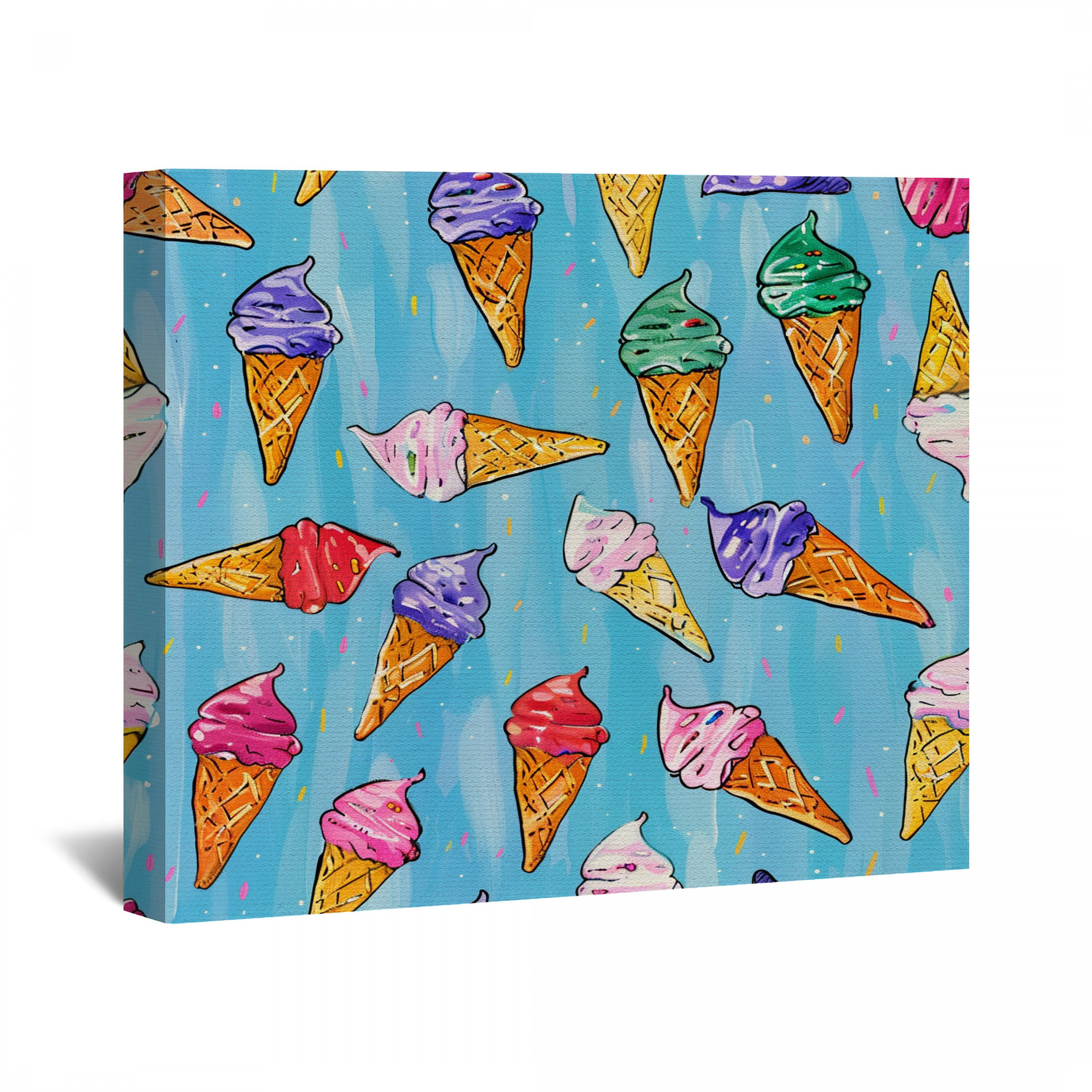 George Oliver Ice Cream Cones Canvas Wrap - Food Wall Decor | Wayfair