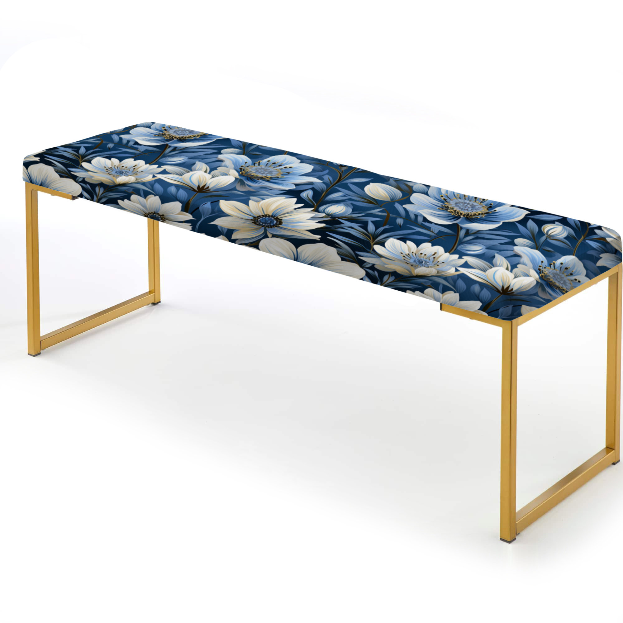 Design Art Blue Tribal Elegance Floral Pattern - Floral Upholstered ...