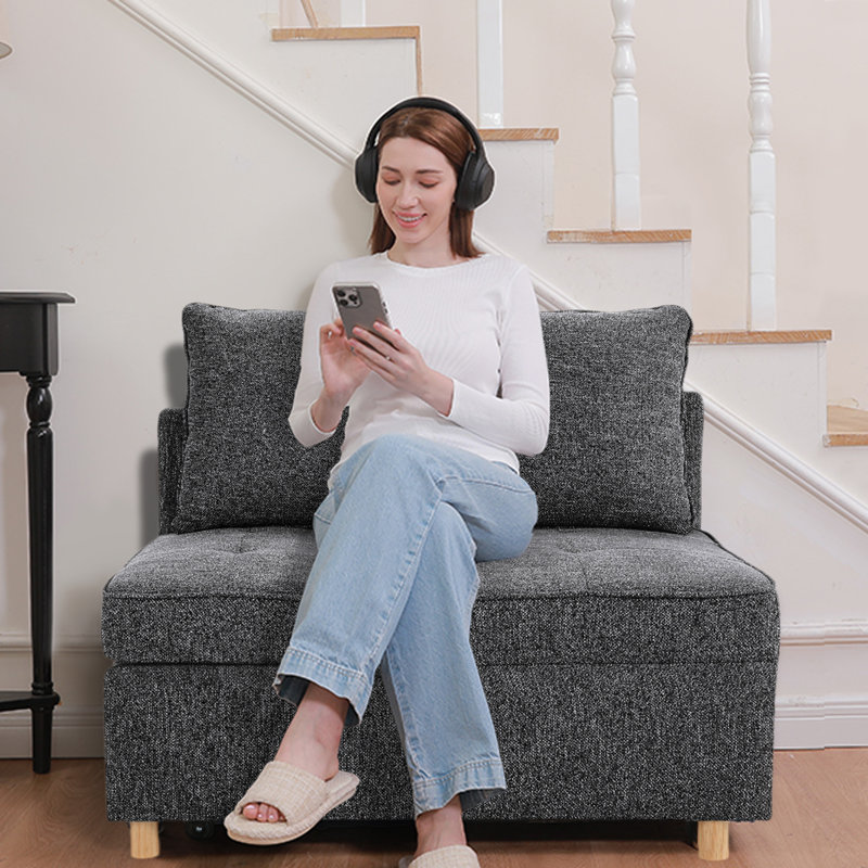 Ebern Designs Adda 71" 4-in-1 Convertible Sleeper Chair Bed, Linen Sofa ...