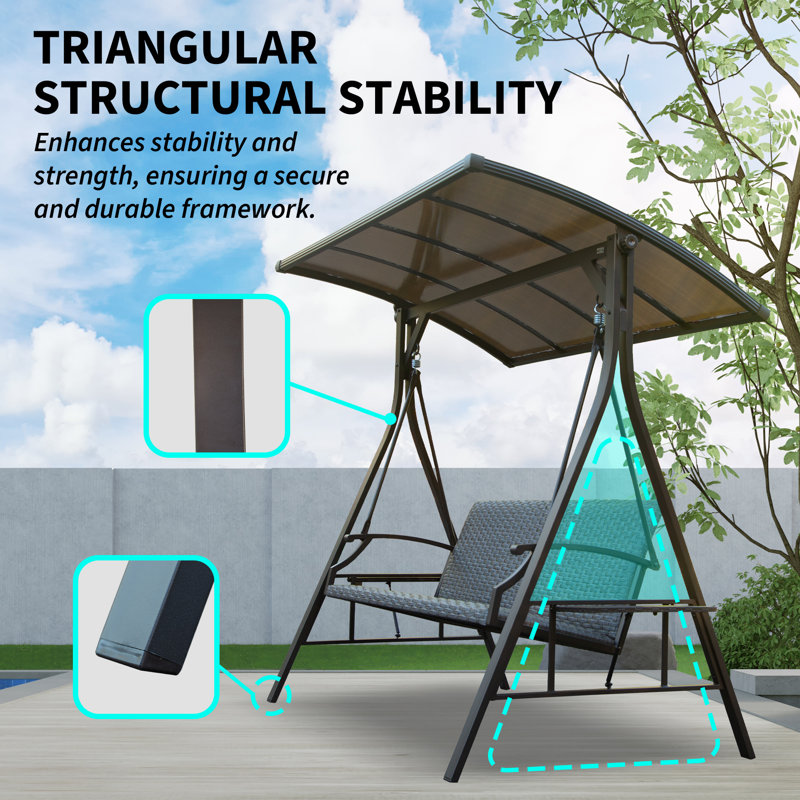 Arlmont & Co. Patio 3-Seat Swing | Wayfair