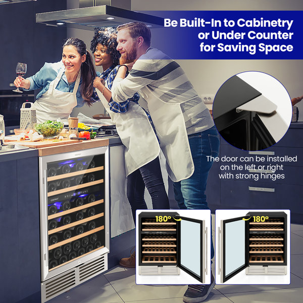Costway 24'' 51 Bottle Dual Zone Free-standing Wine Refrigerator | Wayfair