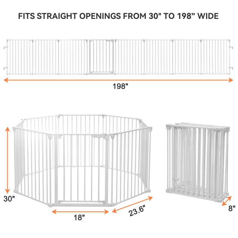 Toocapro Baby Safety Gate Free Standing 8 Panels Pet Gates Foldable ...