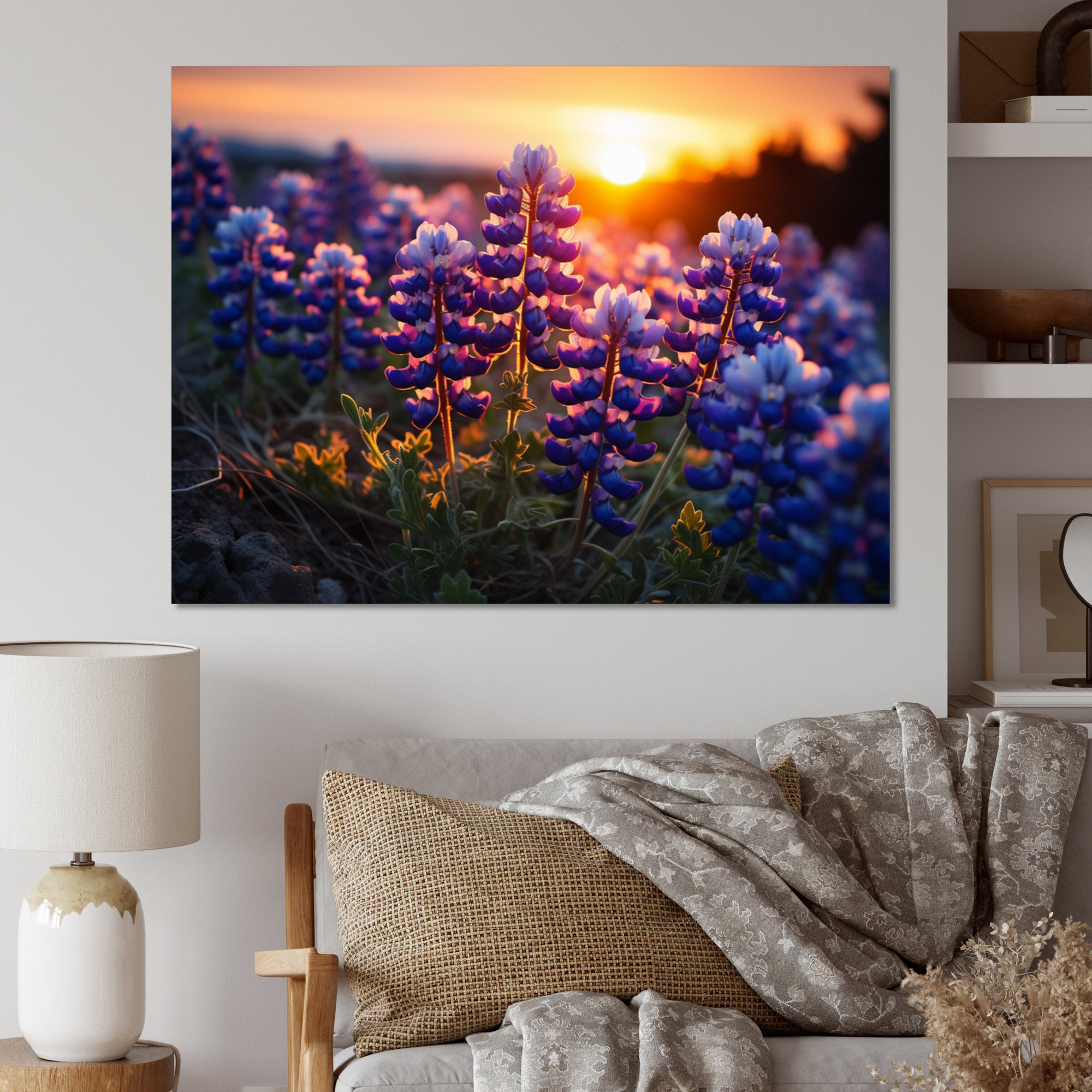 Latitude Run® Sunrise Blue Bonnets Field II - Blue Bonnets Canvas Art ...