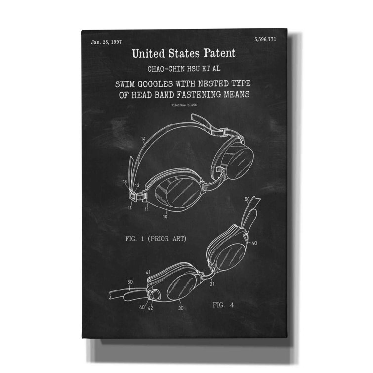 17 Stories Swim Goggles Blueprint Patent Chalkboard - Wrapped Canvas ...