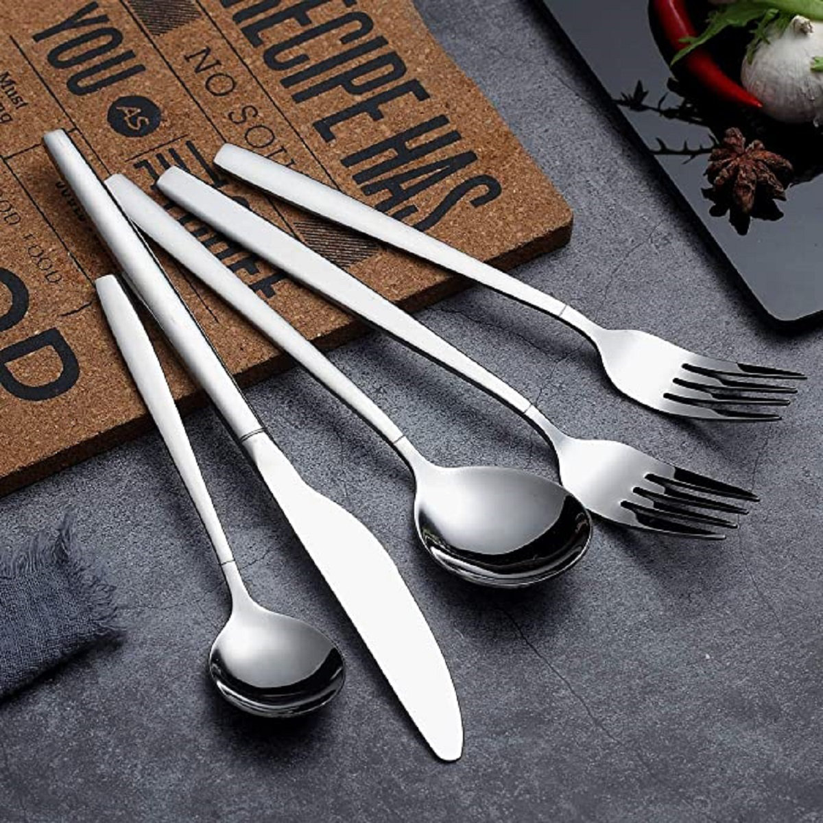 Wrought Studio™ Flatware Set 40 Pieces, Stainless Steel Flatware Set ...