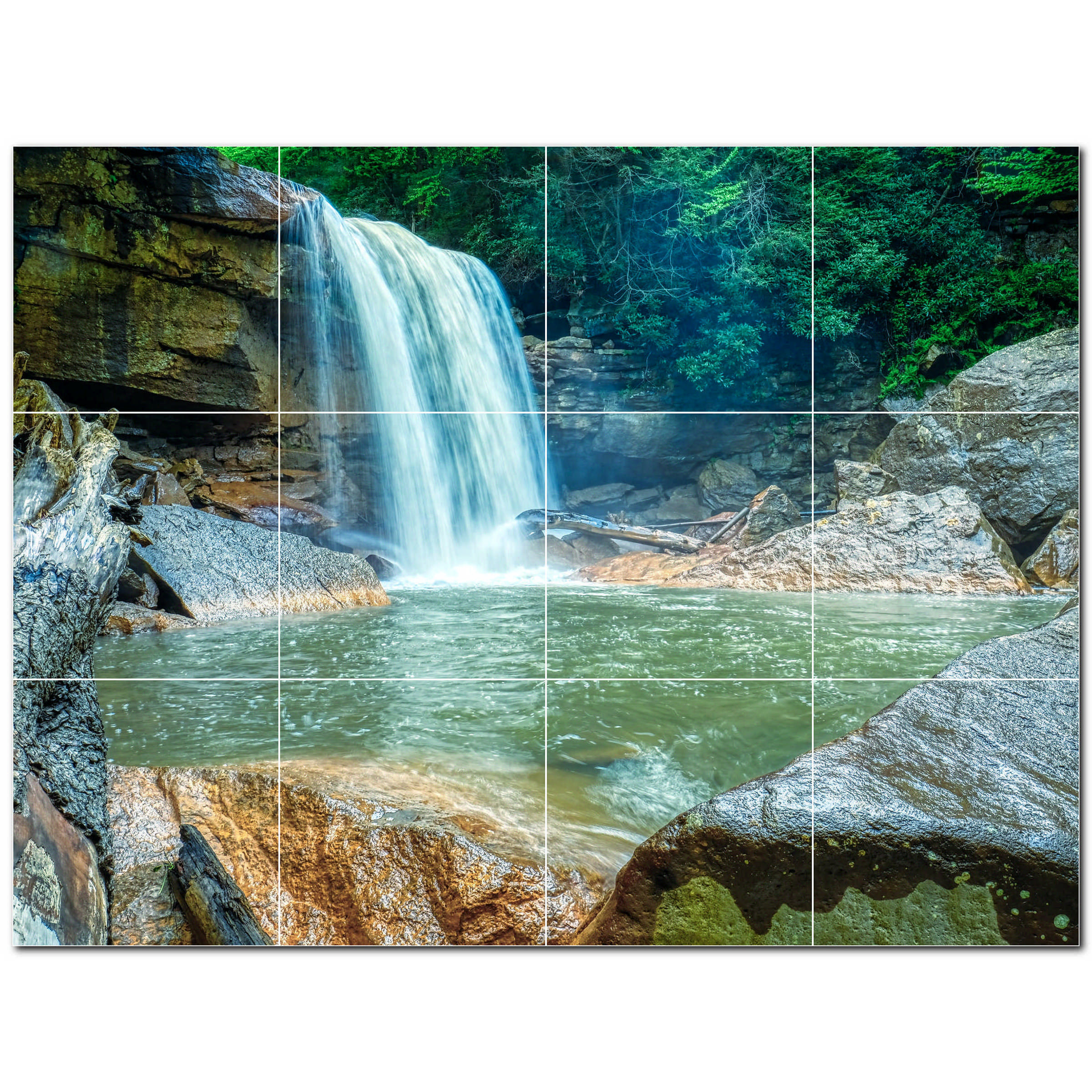 Picture-Tiles.com 32" x 24" Ceramic Waterfalls Photo Decorative Mural ...