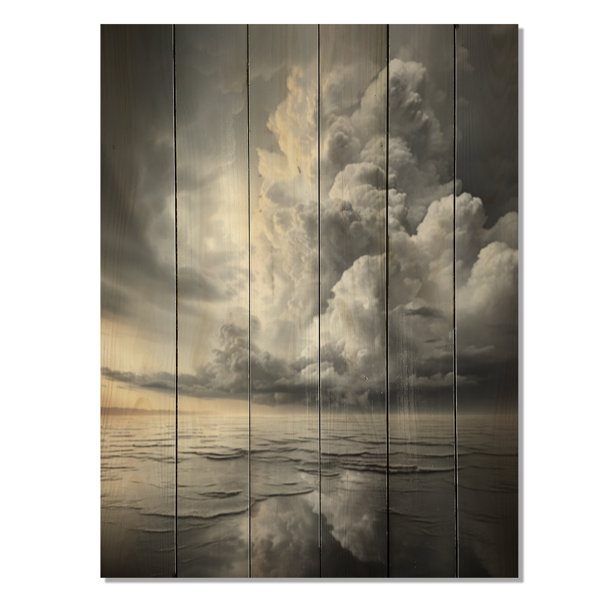 Latitude Run® Coastal Clouds Majestic Overcast On Wood Print | Wayfair
