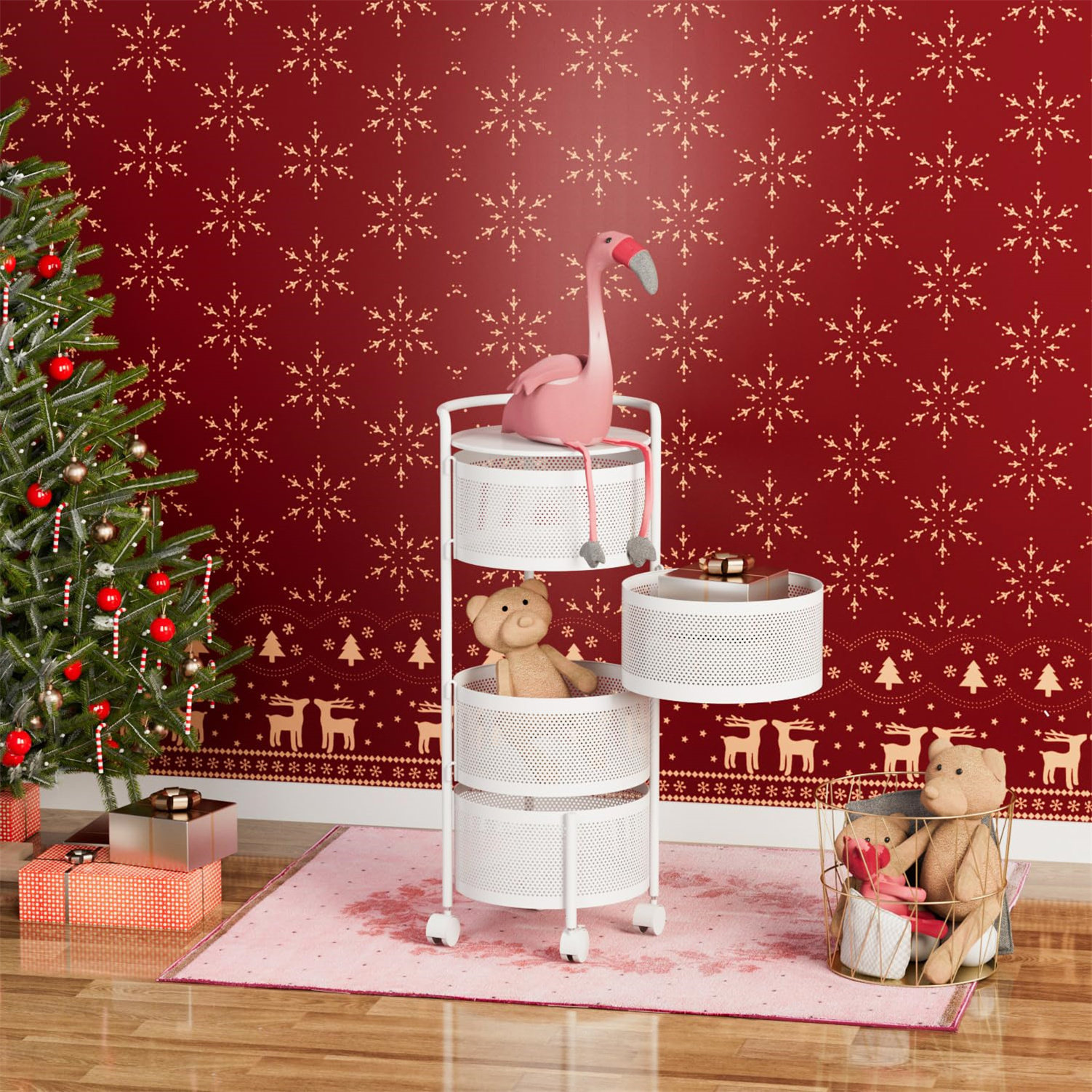 Latitude Run® Flexible Rotating Tiered Storage Rack | Assembly-Free ...