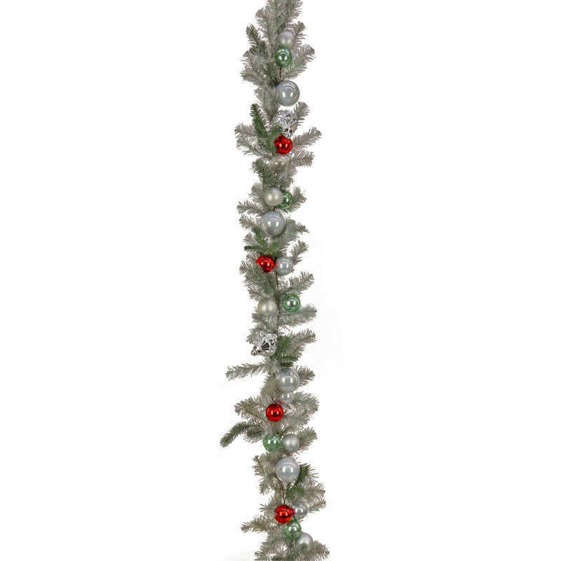 The Holiday Aisle® 9' Christmas Be Merry Trimmed Silver Garland, 75 ...
