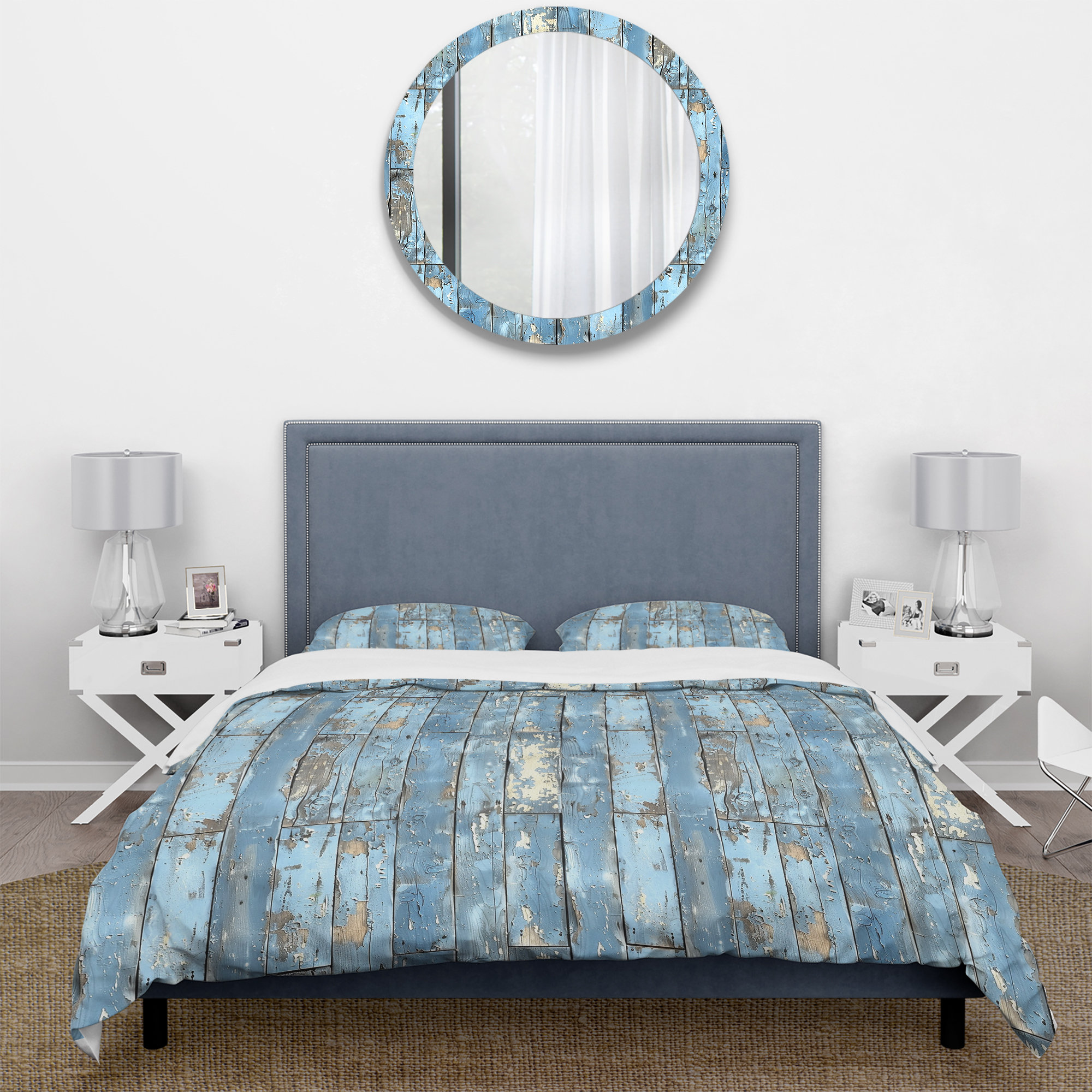 Design Art Baby Blue Wood Floor III - Farmhouse Duvet Cover Set | Wayfair
