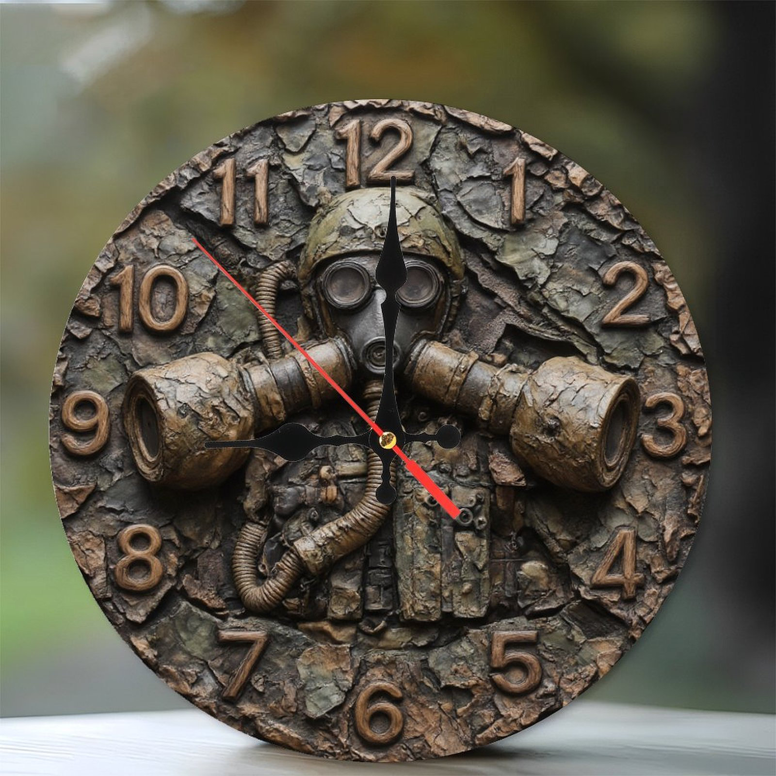 Williston Forge Clock With Gas Mask Figure | Wayfair
