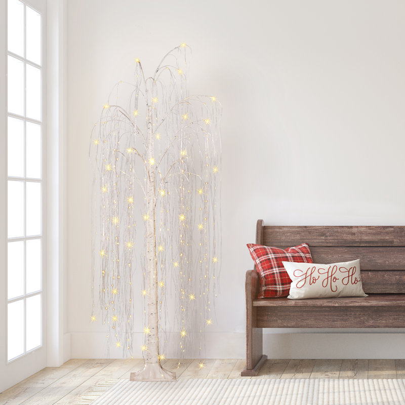 The Holiday Aisle® 6 Ft Pre- Lit Outdoor Willow Tree Lighted Display ...