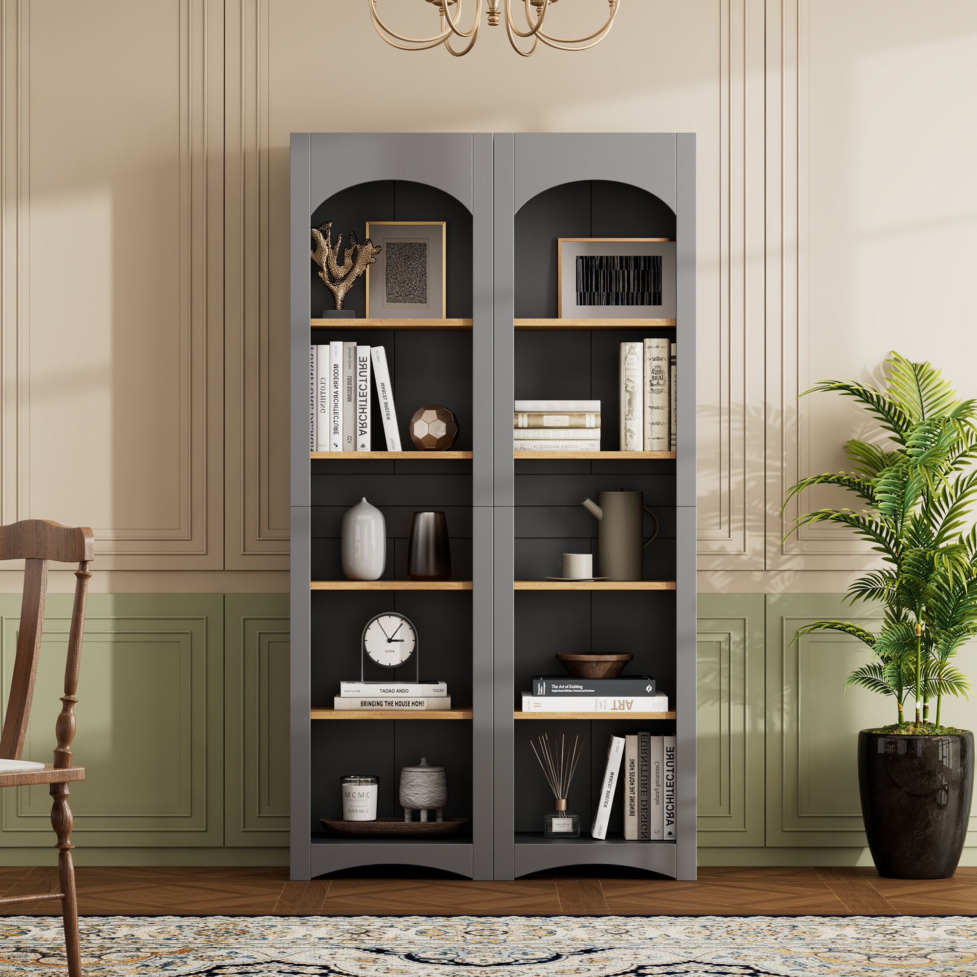 Latitude Run® Free Standing 5 Tier Bookcases With Adjustable Shelves ...
