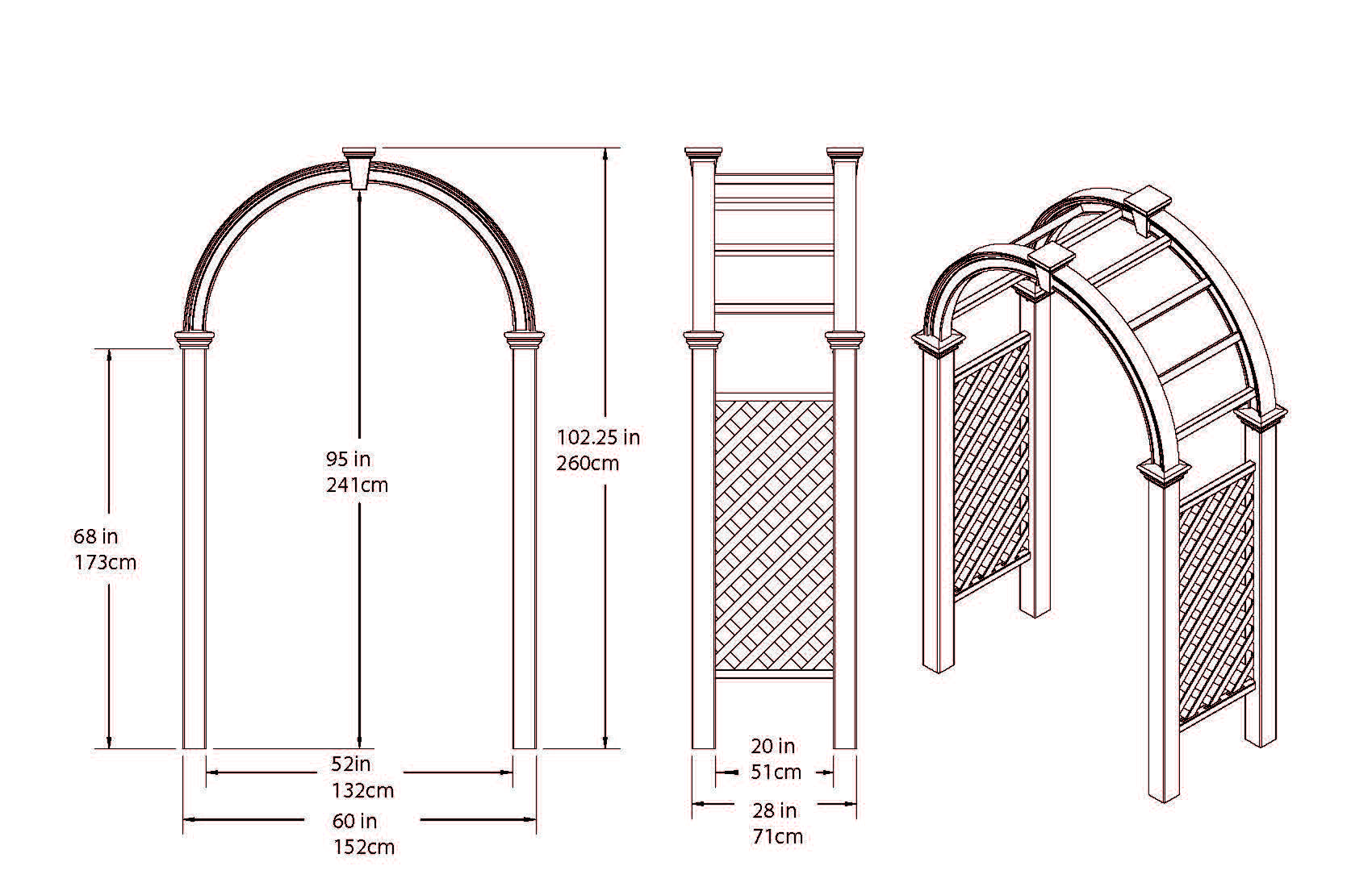 Vita 60" W x 28" D Polyvinyl Chloride (PVC) Arbor with Gate in White ...