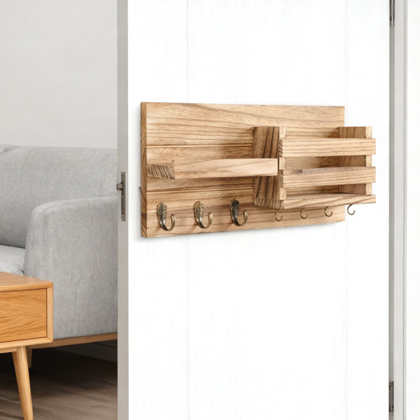 Ophelia & Co. Wall Mount Mail Organizer With Key Hooks And Shelf ...