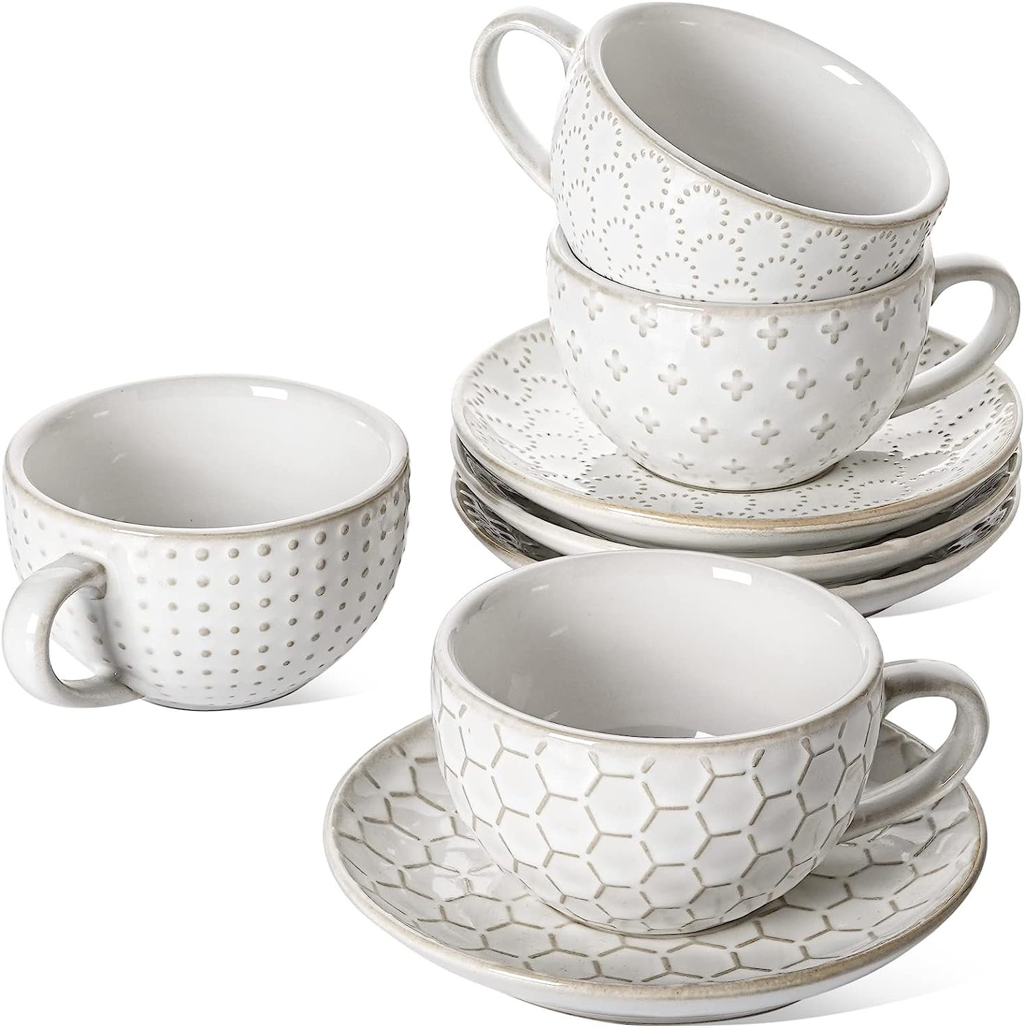 QXXSJ 6 Oz Cappuccino Cups With Saucers, House-warming Gift, Ceramic ...