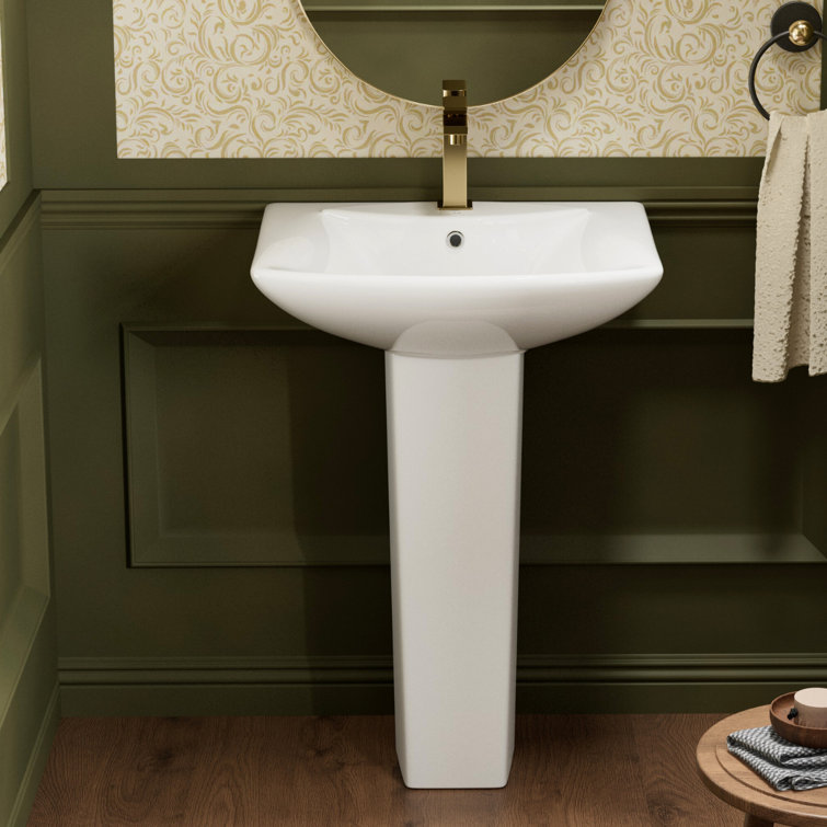 Los Flexi 24" x 19" Ceramic Rectangular Pedestal Sink with Overflow ...