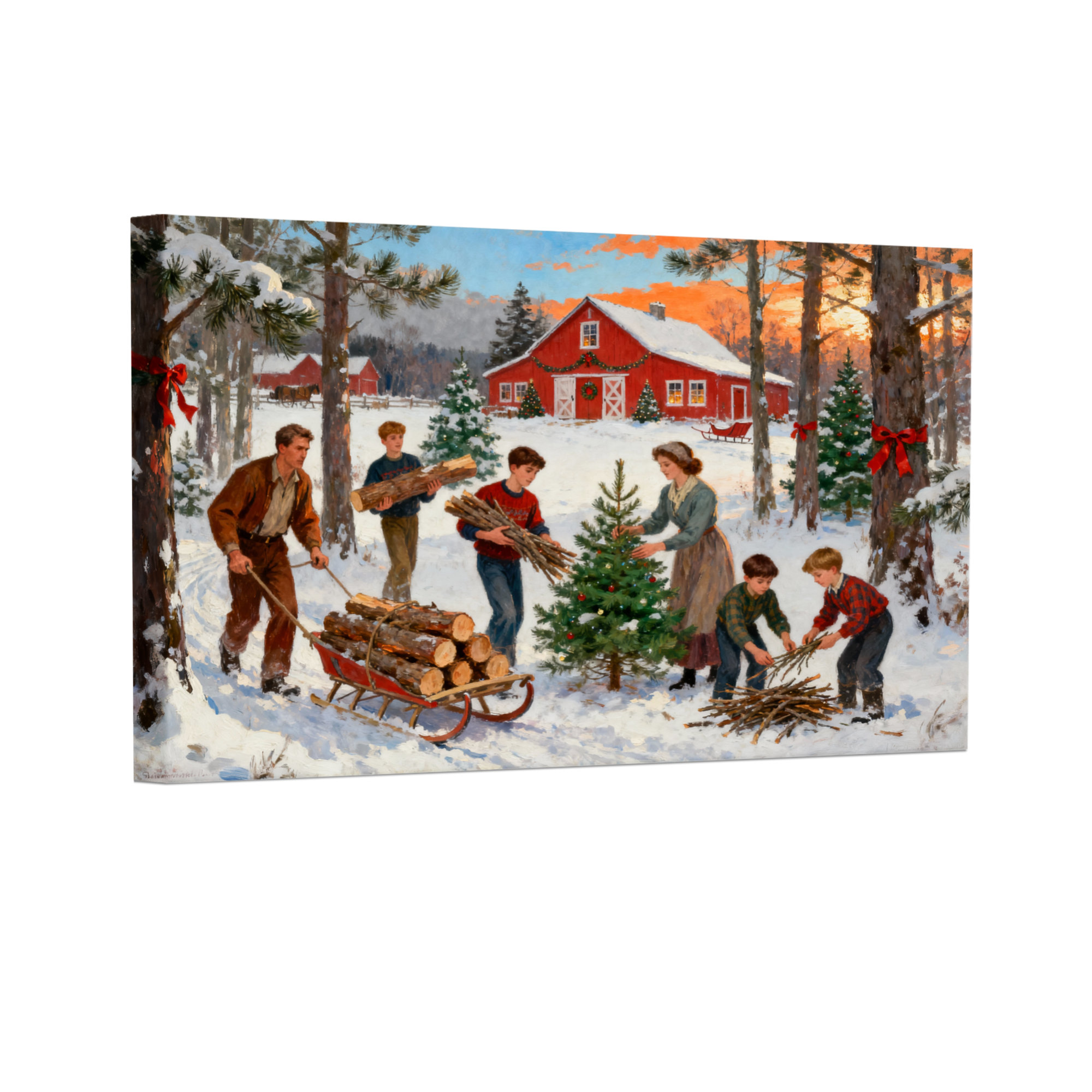 Ophelia & Co. Christmas Winter Family Christmas Tree Gathering Scene ...