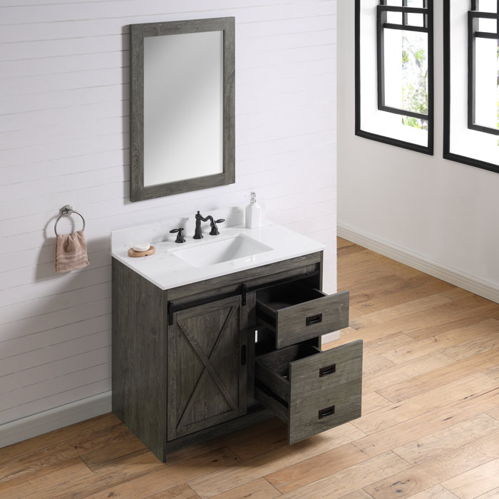Sand & Stable Jillian 36'' Single Bathroom Vanity with Engineered Stone ...