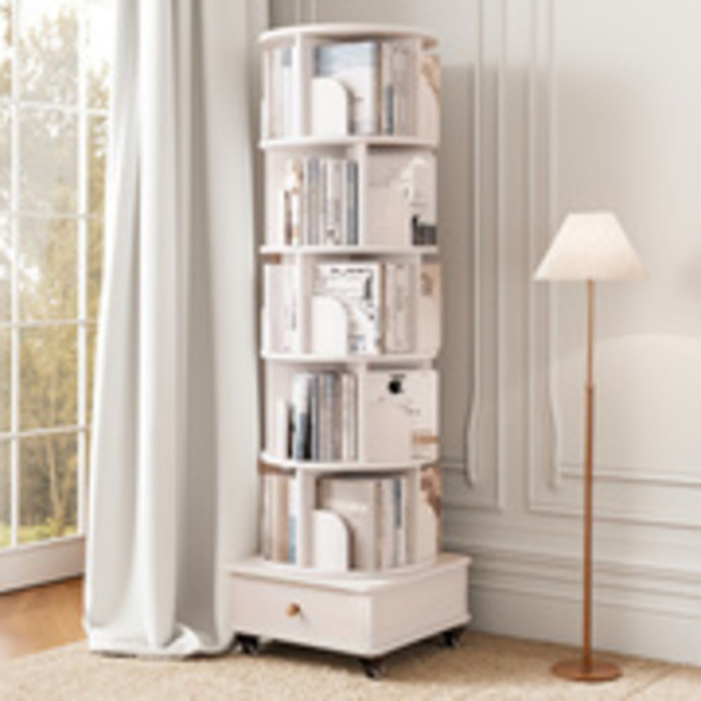 Hokku Designs Rotating Bookcase With Drawers 360° Rotation, Multi-tier ...